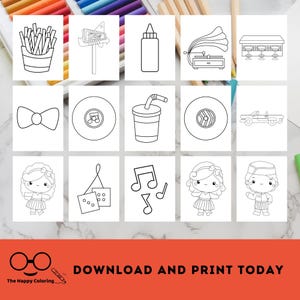 50’s Retro Diner Coloring Pages | 30 Printable Vintage Sheets for Kids ...