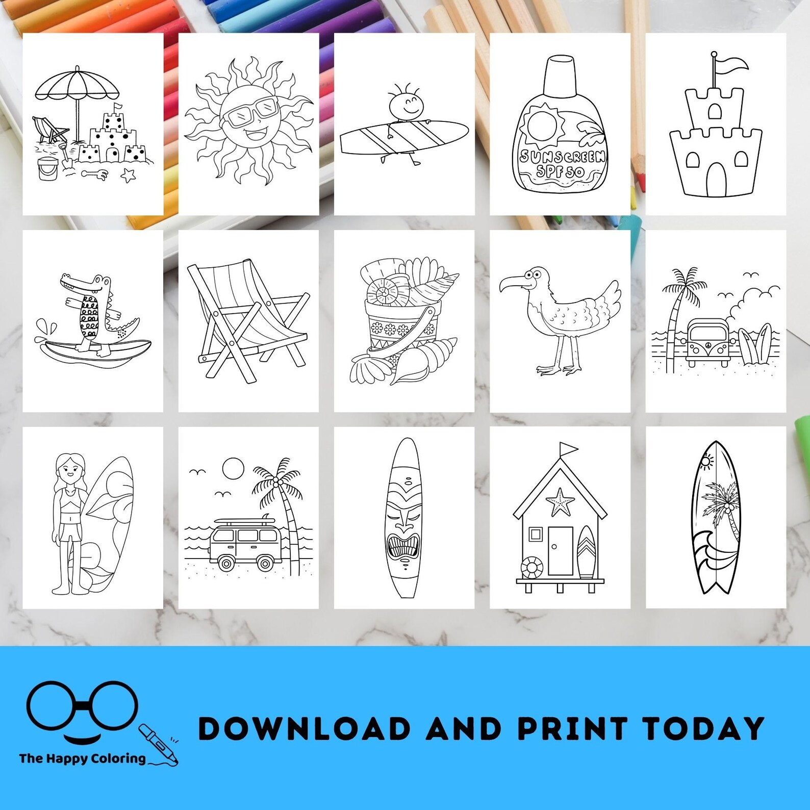 Surfing Coloring Pages Printable | Surfboard and Beach Sheets for Kids ...