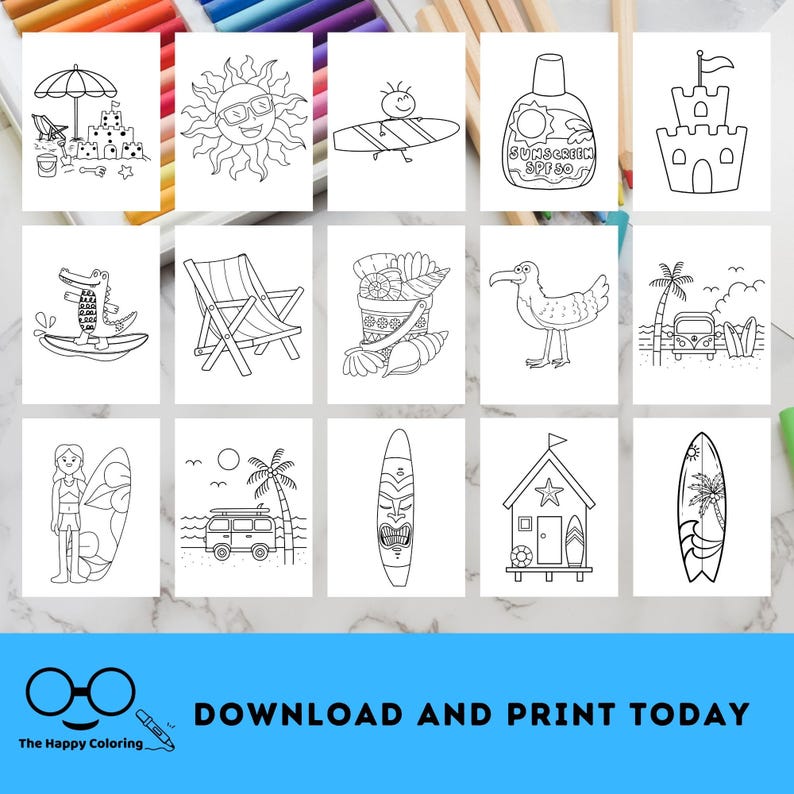 Surfing Coloring Pages Printable | Surfboard and Beach Sheets for Kids ...