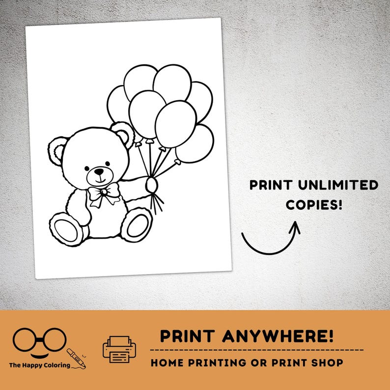 Teddy Bear Birthday Coloring Pages | Printable Teddy Bear and Balloon ...