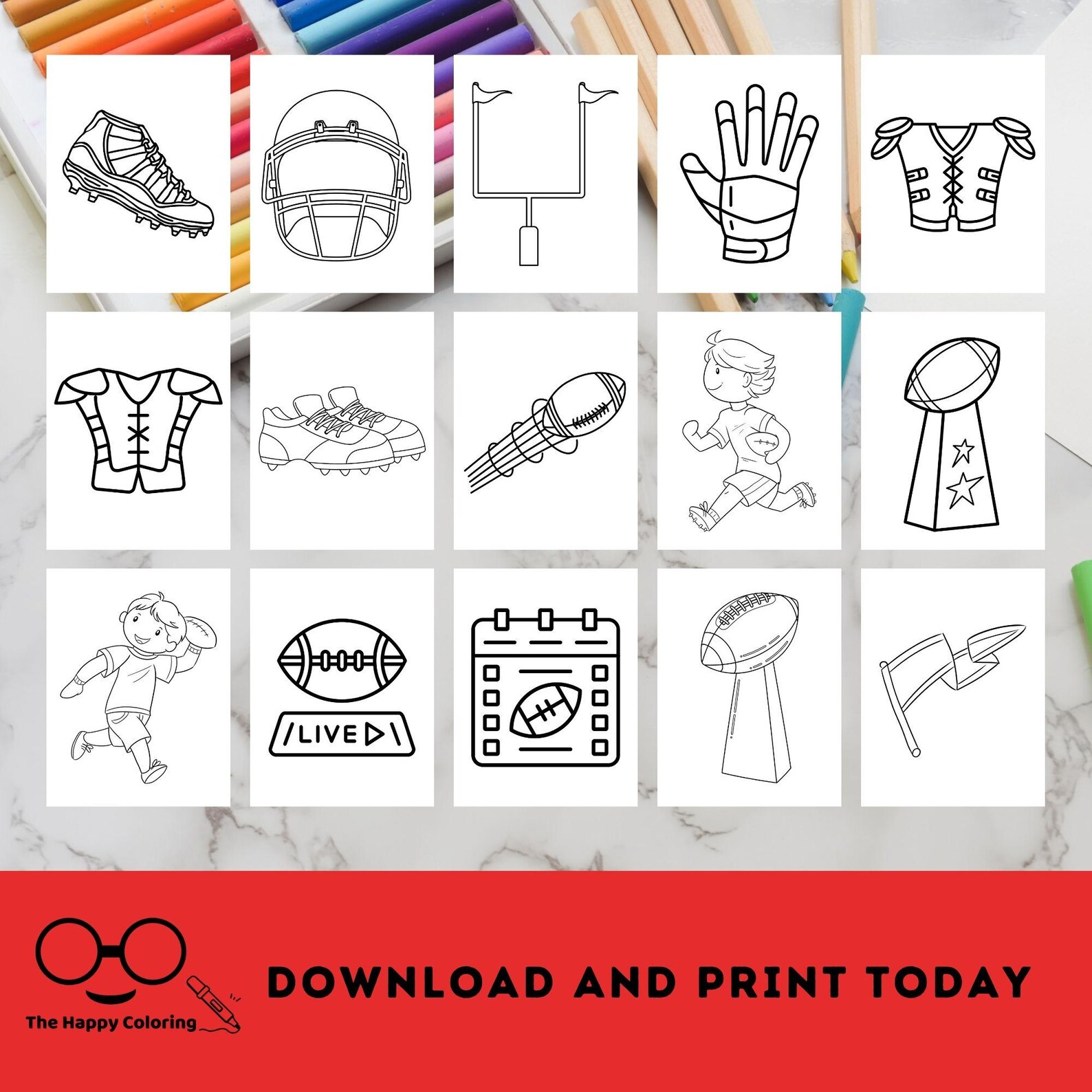 Football Coloring Pages | 30 Printable American Football Sheets for ...