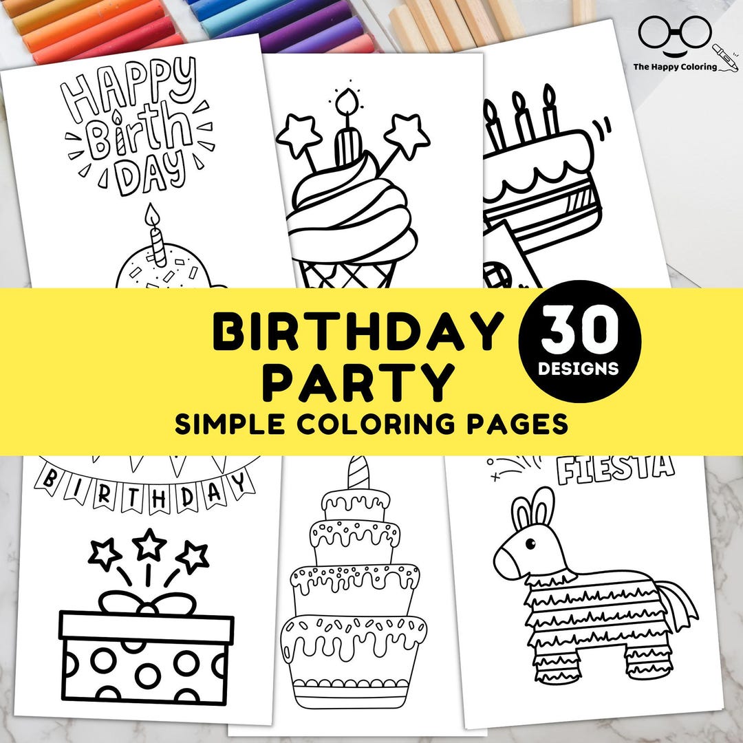 Birthday Party Coloring Pages | Printable Birthday Cake Sheets for Kids ...
