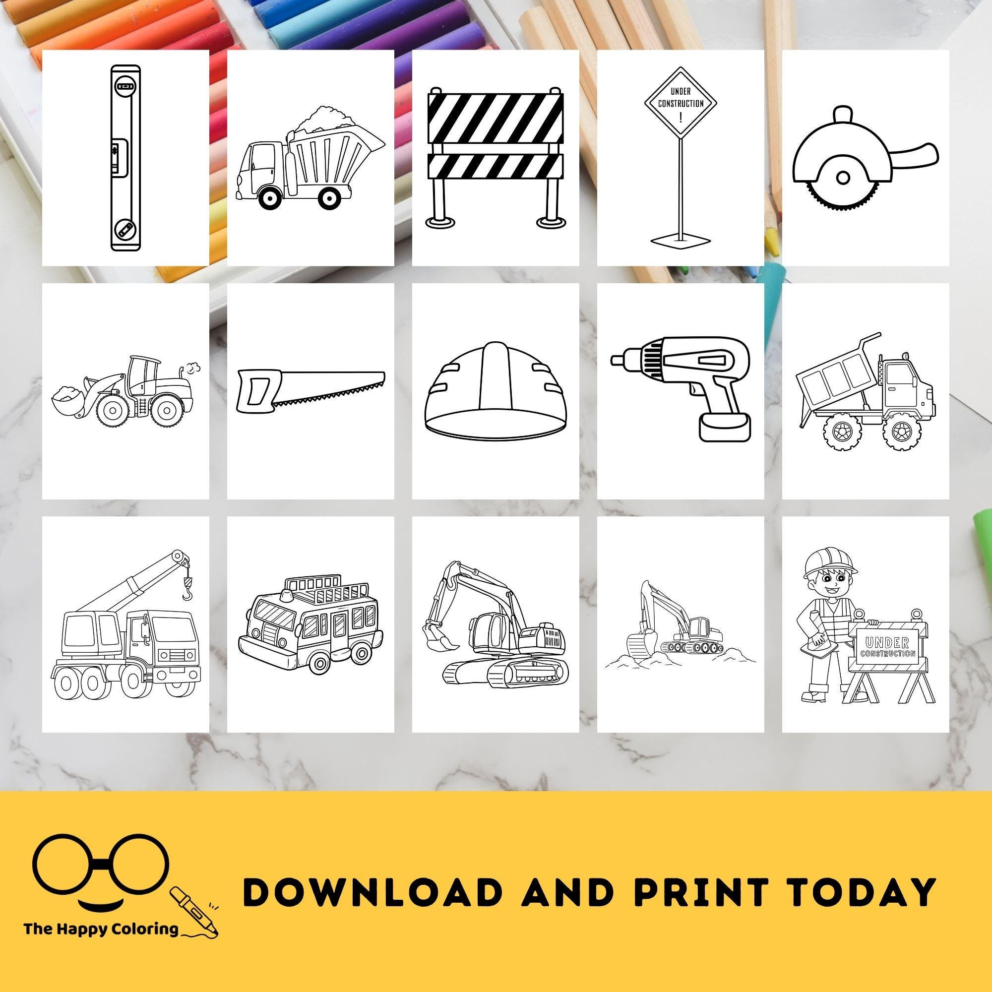 Construction Coloring Pages | 30 Printable Builder Sheets for Kids and ...