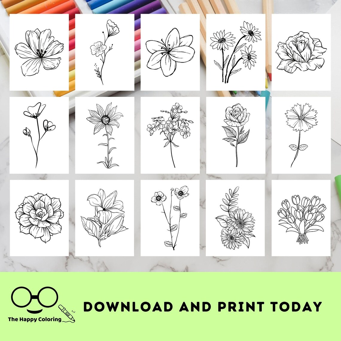 Flowers Coloring Pages Printable | Floral Sheets for Kids and Adults ...