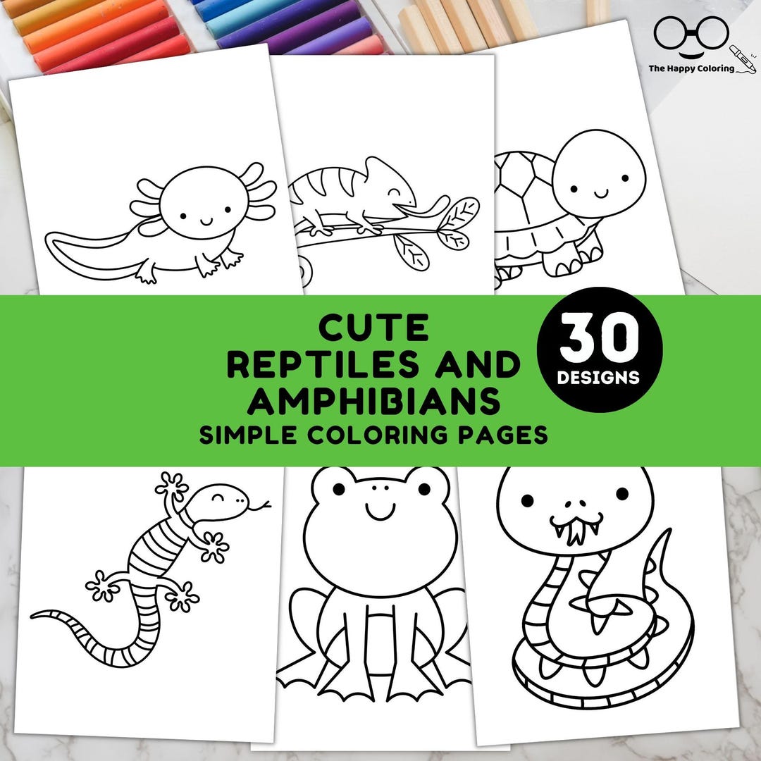 Cute Reptiles and Amphibians Coloring Pages | 30 Printable Animal ...