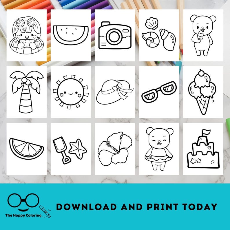 Hello Summer Coloring Pages | Printable Beach and Vacation Sheets for ...
