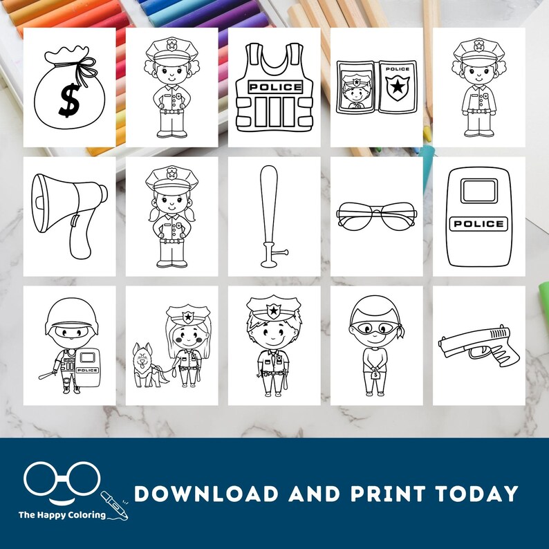 Police Coloring Pages Printable Police Car and Officer Sheets for Kids ...