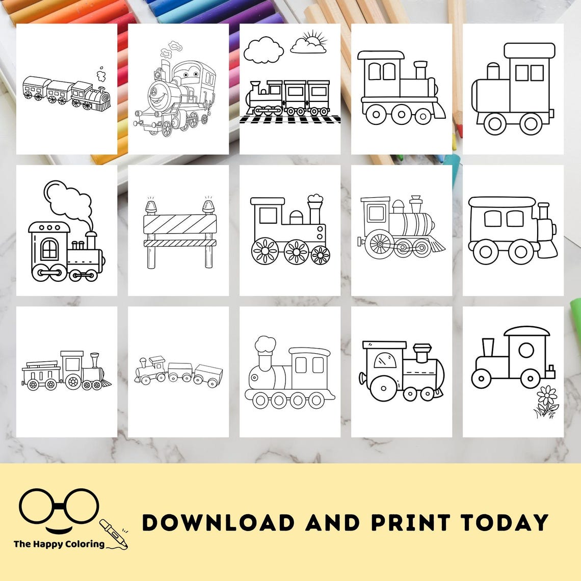 Cute Trains Coloring Pages | Printable Railway and Steam Engine Sheets ...