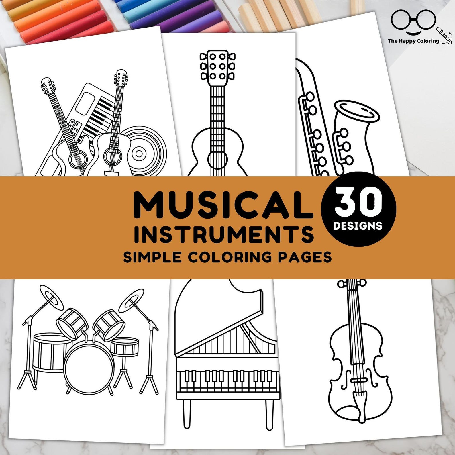 Musical Instruments Coloring Pages | 30 Printable Music Sheets for Kids ...