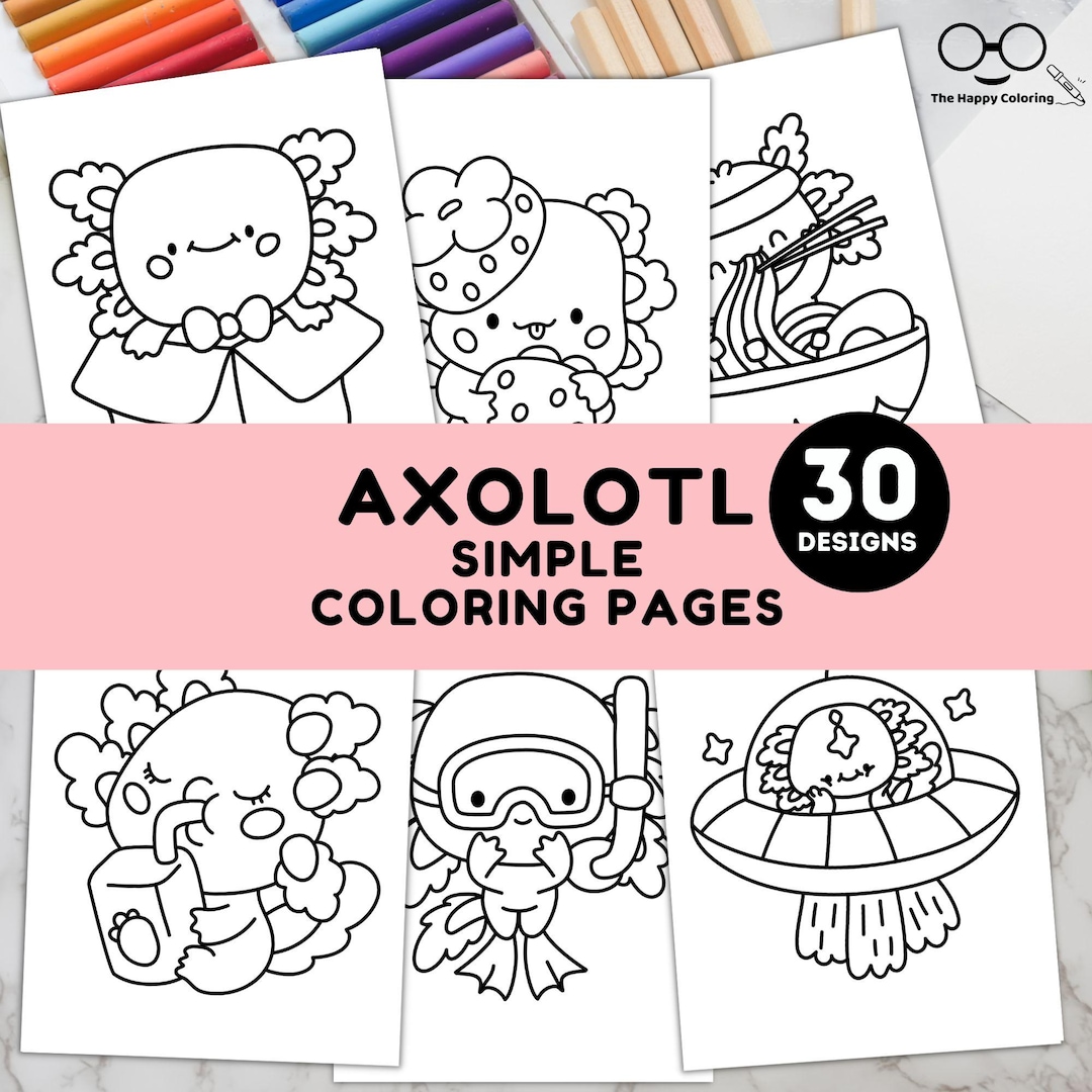 Cute Axolotl Coloring Pages | Printable Axolotl and Ocean Sheets for ...