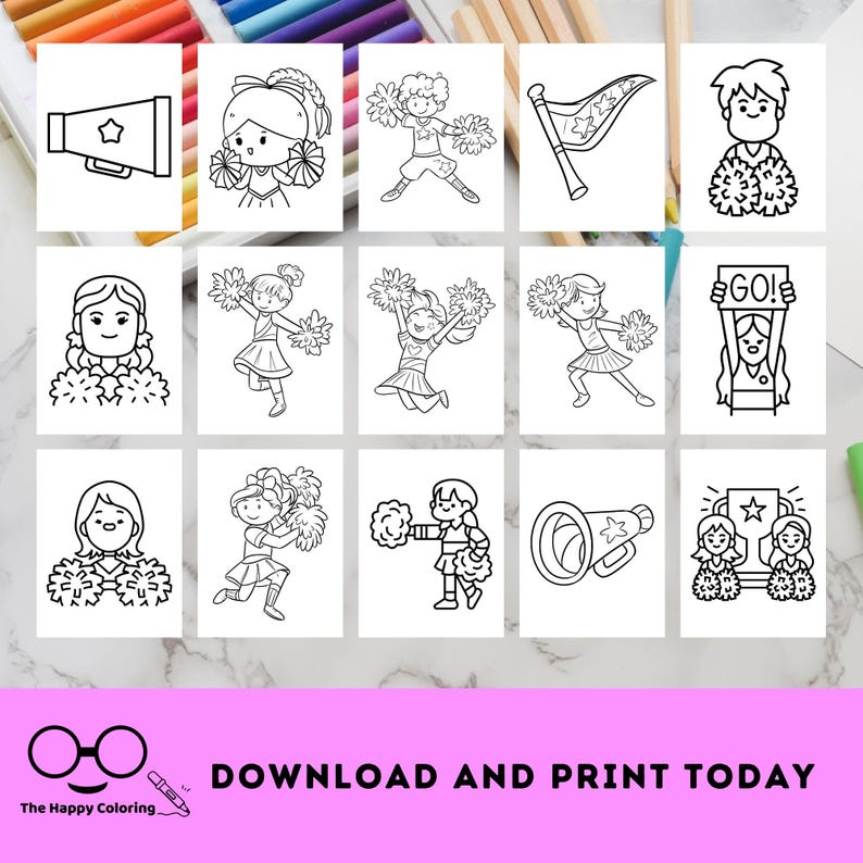 Cheerleader Coloring Pages | 30 Printable Cheer-themed Sheets for Kids ...