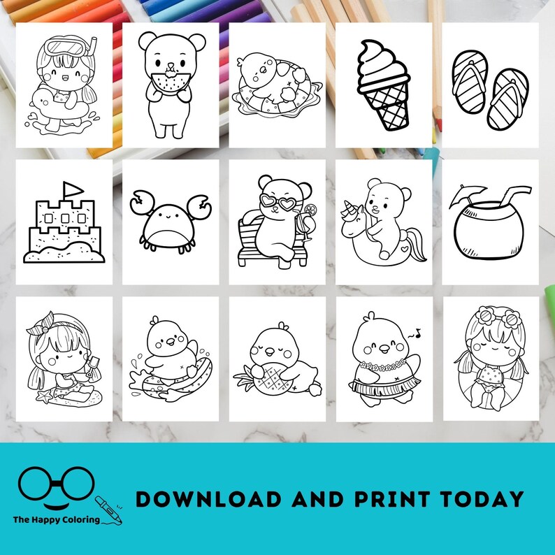 Hello Summer Coloring Pages | Printable Beach and Vacation Sheets for ...