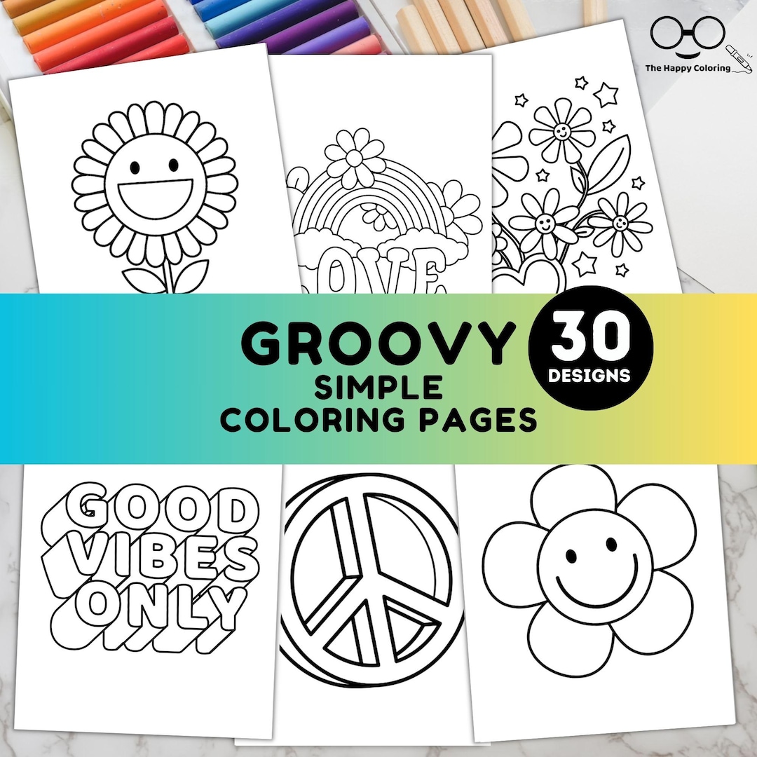 Groovy Coloring Pages Printable | 70s Retro Peace Sign and Flower Power ...