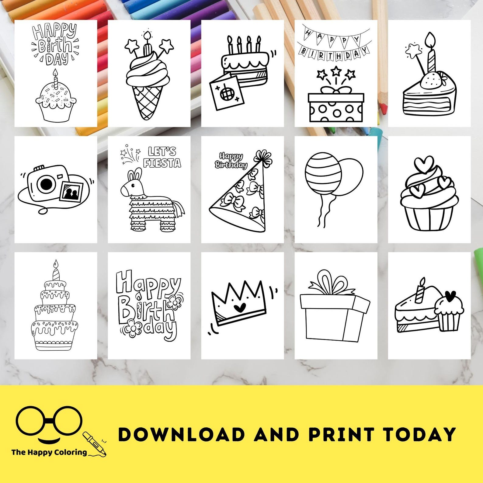 Birthday Party Coloring Pages | Printable Birthday Cake Sheets for Kids ...