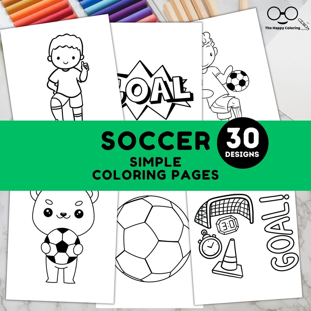 Soccer Coloring Pages | 30 Simple Designs | Instant Download | Coloring ...