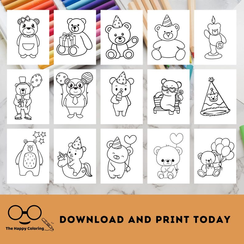 Teddy Bear Birthday Coloring Pages | Printable Teddy Bear and Balloon ...