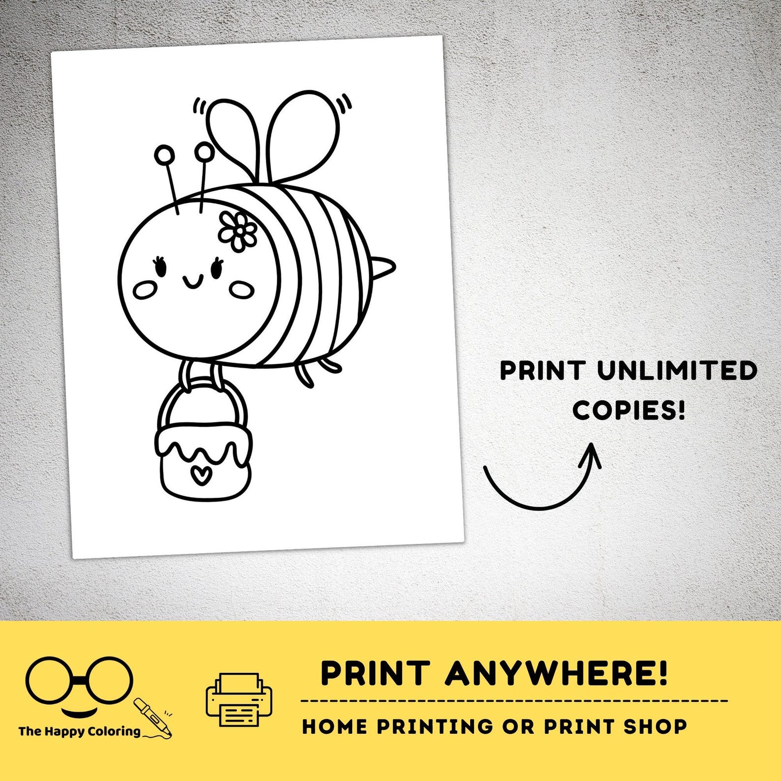 Cute Bee Coloring Pages | Printable Honeycomb and Flower Sheets for ...