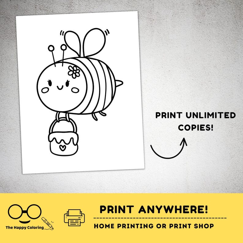 Cute Bee Coloring Pages | Printable Honeycomb and Flower Sheets for ...