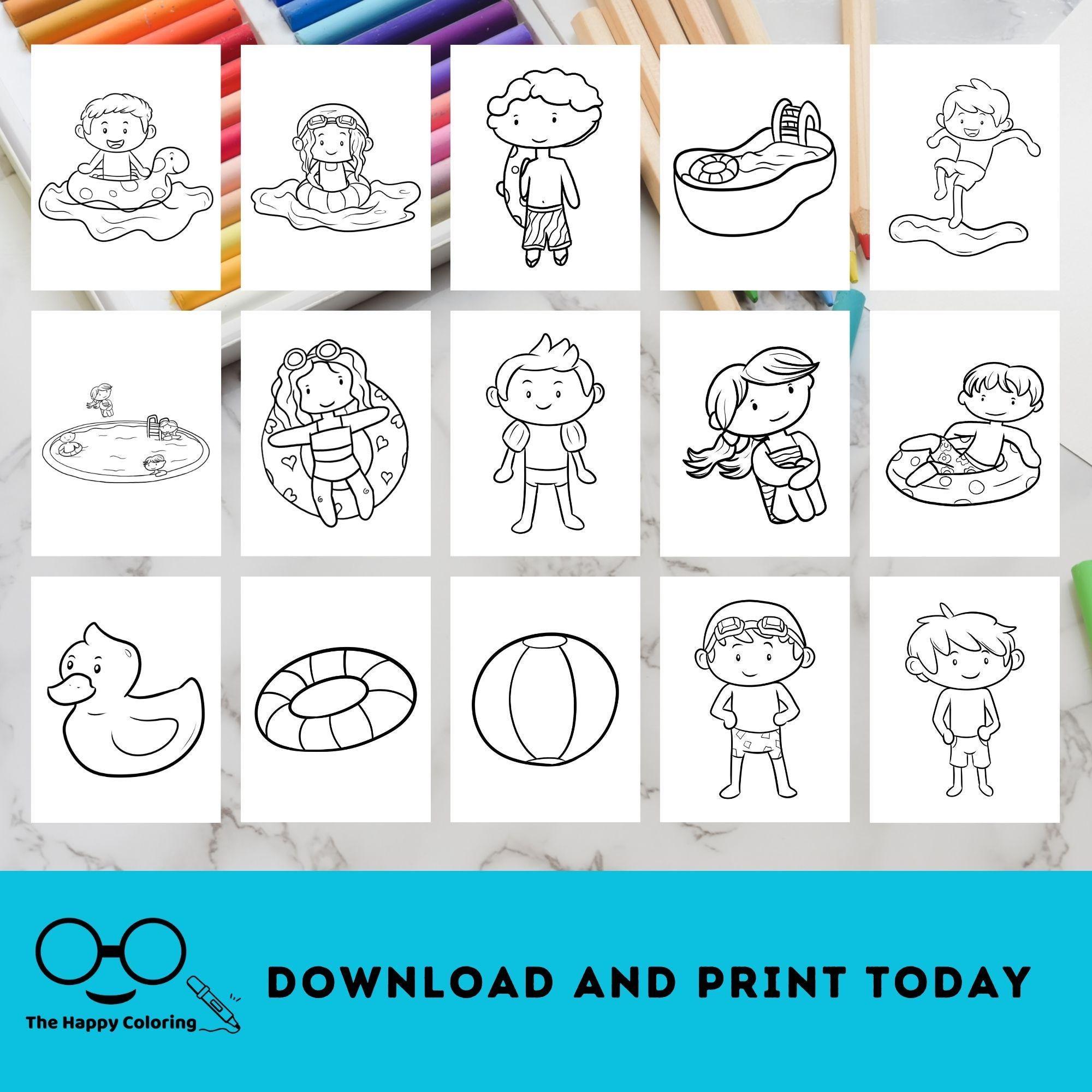 Pool Party Coloring Pages | Printable Pool Float and Beach Ball Sheets ...