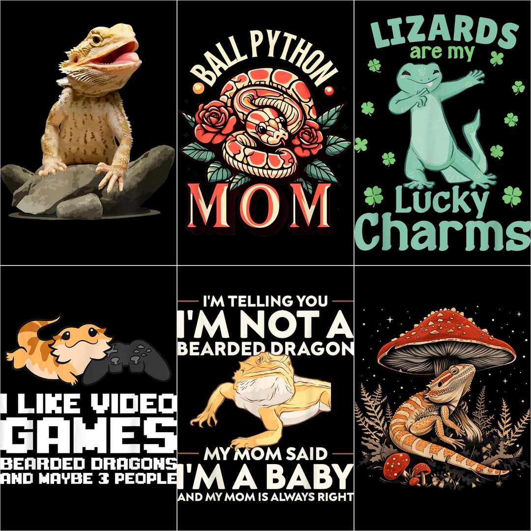 Reptile PNG Bundle - Funny Bearded Dragon & Snake T-shirt Designs ...