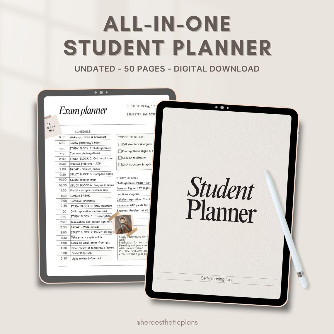 Digital Student Planner Academic Diary 2025-2026 All in One University ...