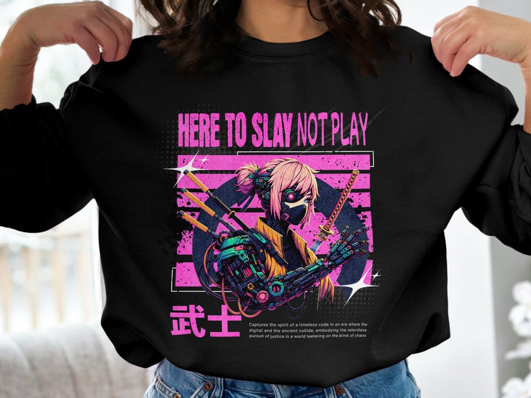 Cyberpunk Female Samurai Digital Art Print, Futuristic Anime Poster ...