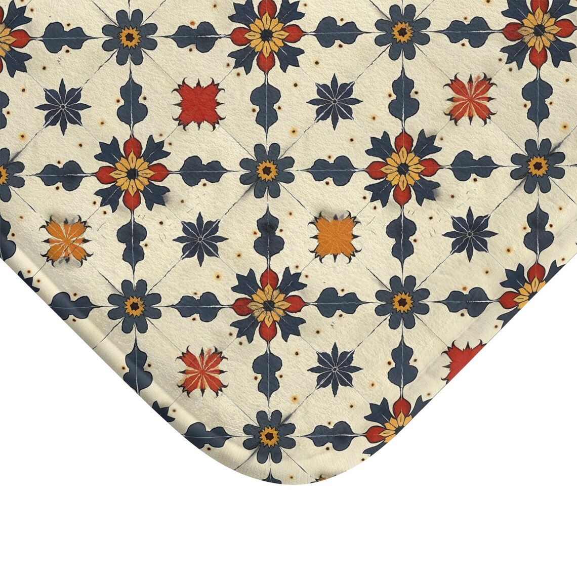 Spanish Tile Bath Mat, Mediterranean Bathroom Decor, Plush Memory Foam ...