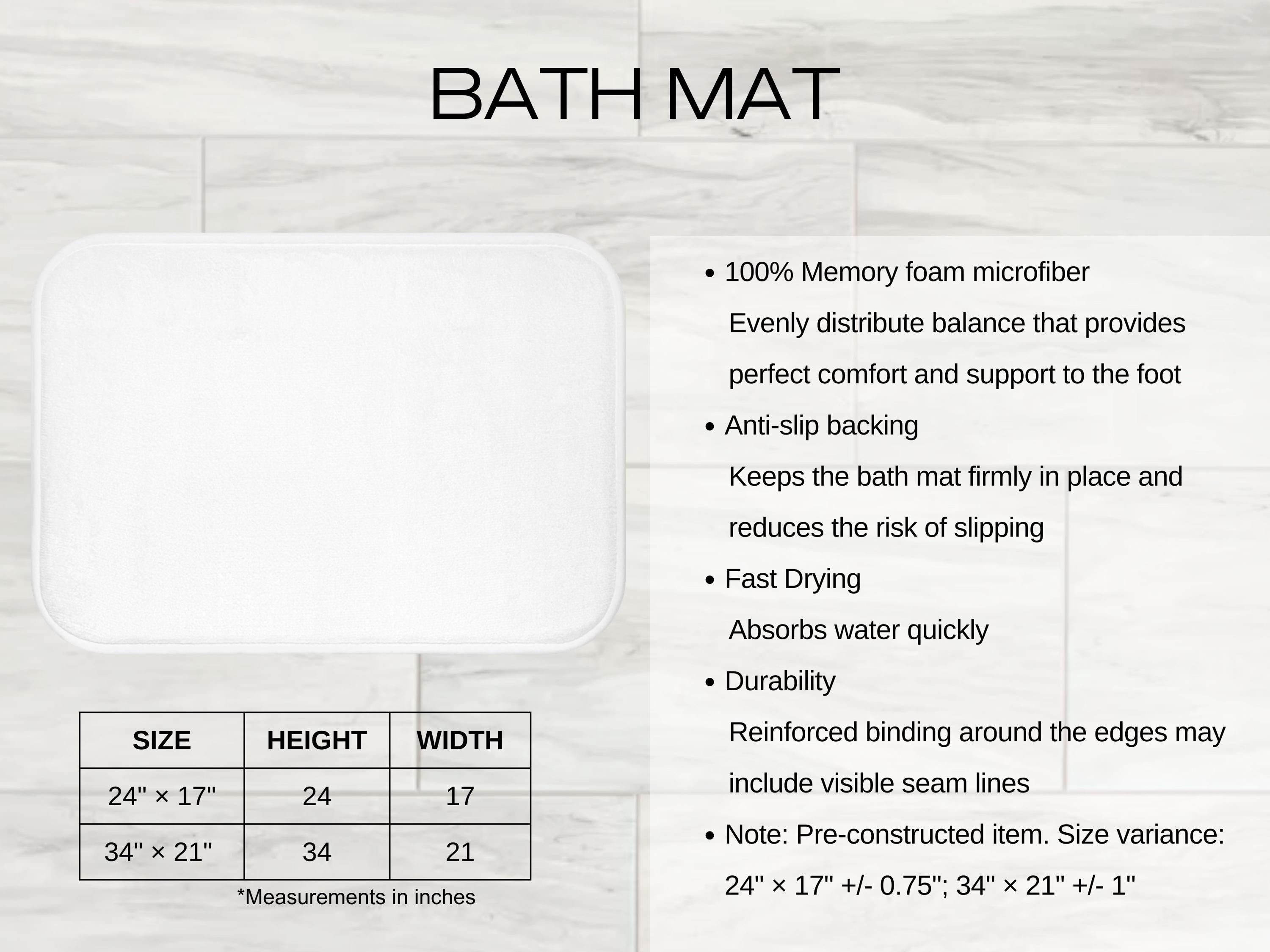 Spanish Tile Bath Mat, Mediterranean Bathroom Decor, Plush Memory Foam ...