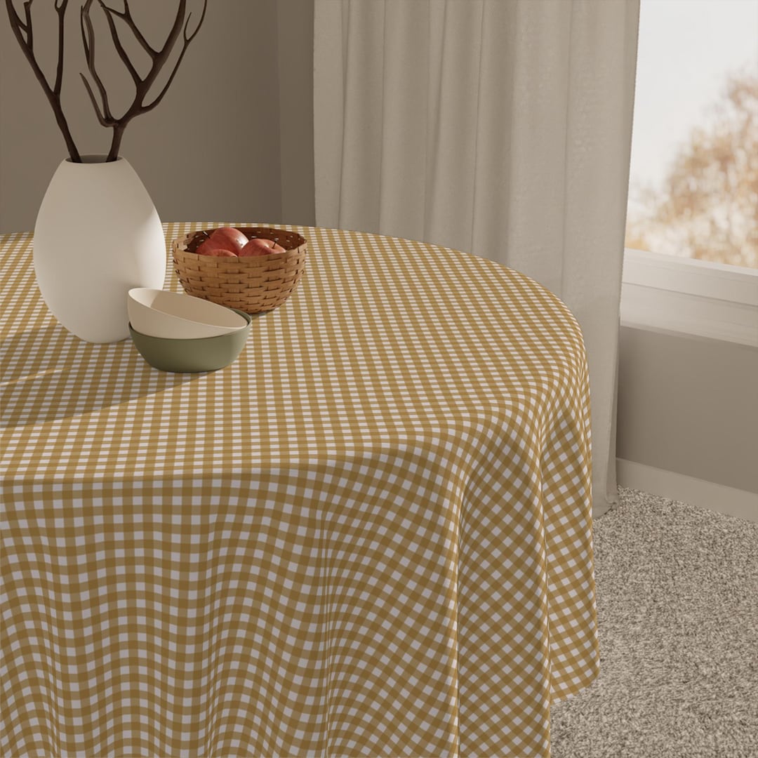 Mustard Yellow Gingham Tablecloth, Cottagecore Checkered Table Cover - Etsy
