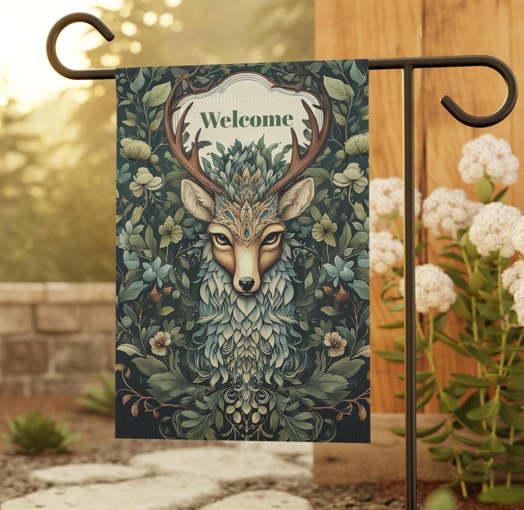 Enchanted Forest Deer Garden Flag, Mystical Welcome Banner - Etsy