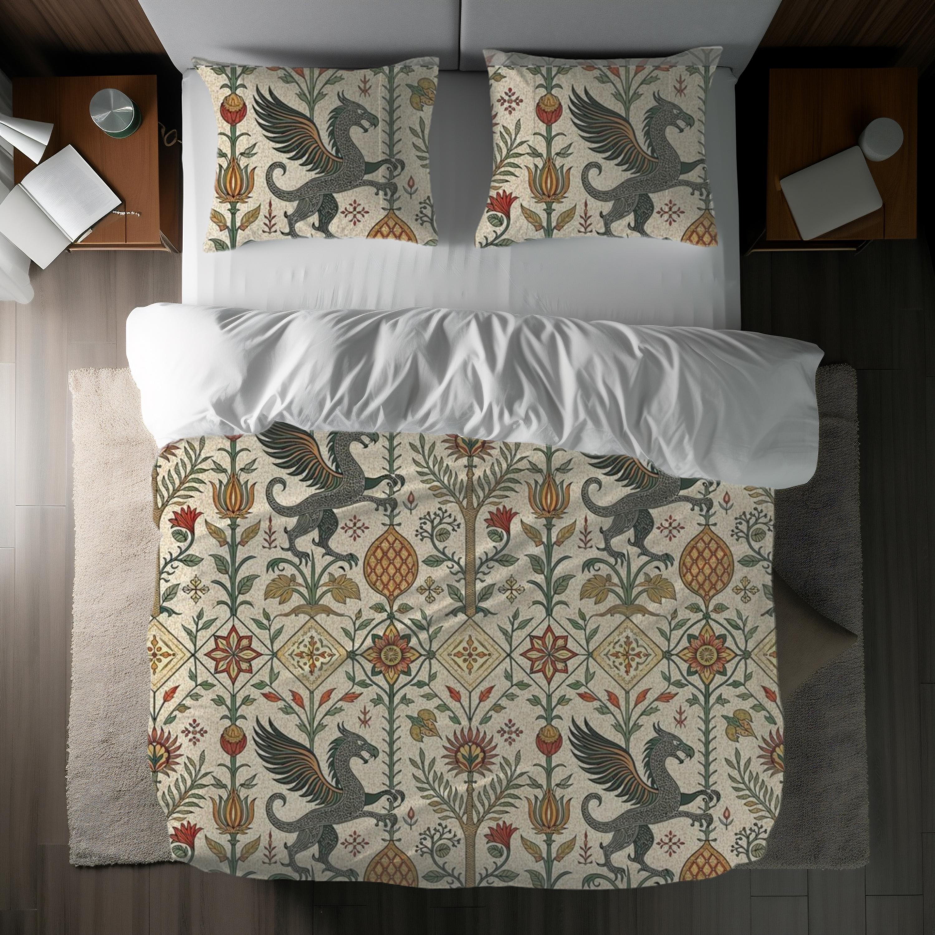 Medieval Griffin Duvet Cover, Gothic Oeko-tex Cotton Bedding - Etsy