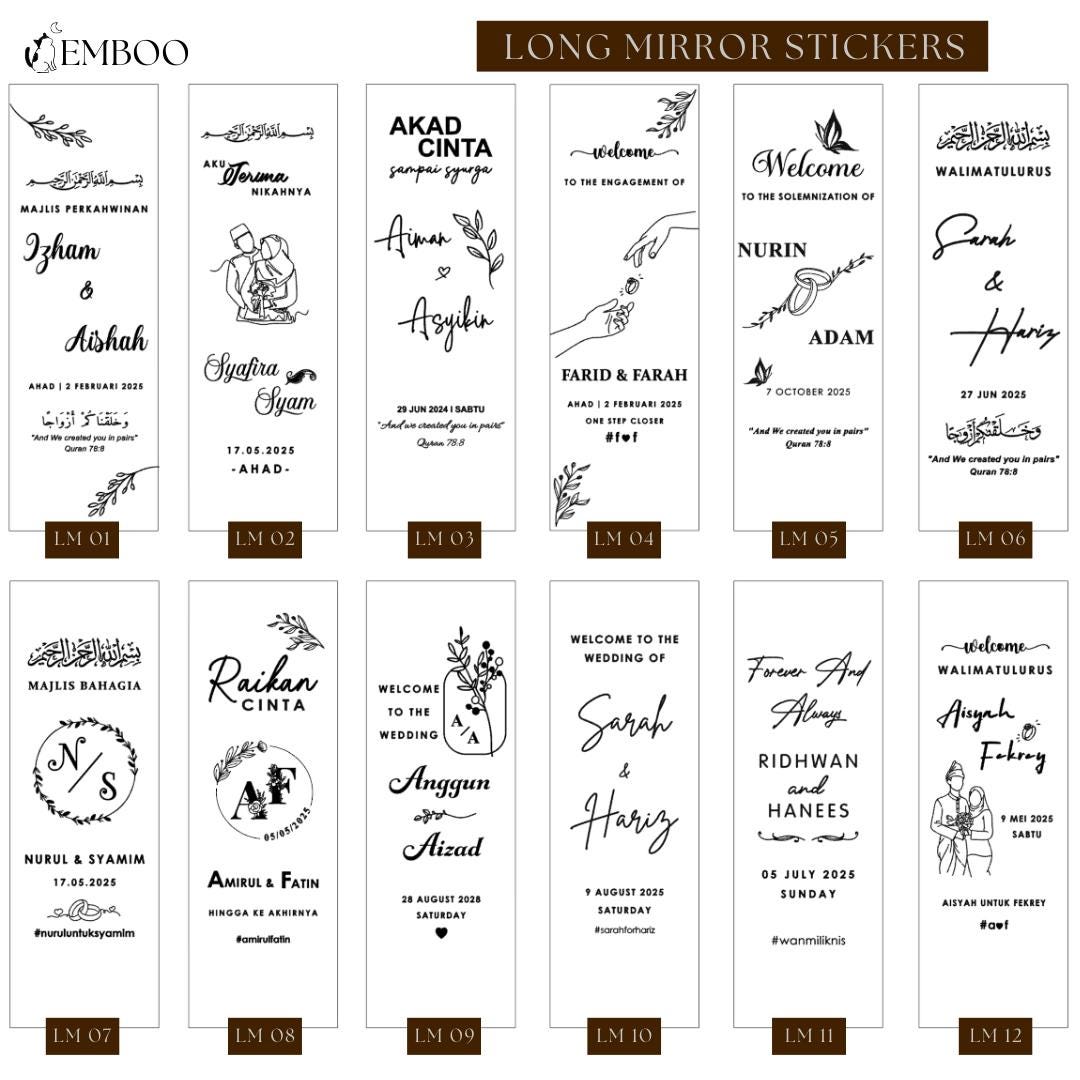 Wedding Mirror Stickers Vinyl Decals Custom Designs Sticker Welcome ...
