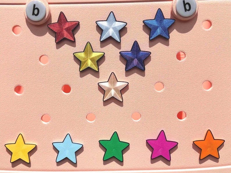 Bogg Bag Star Charm Bits - Colorful Snug Fit for Bogg Bags, Gogo Bags ...