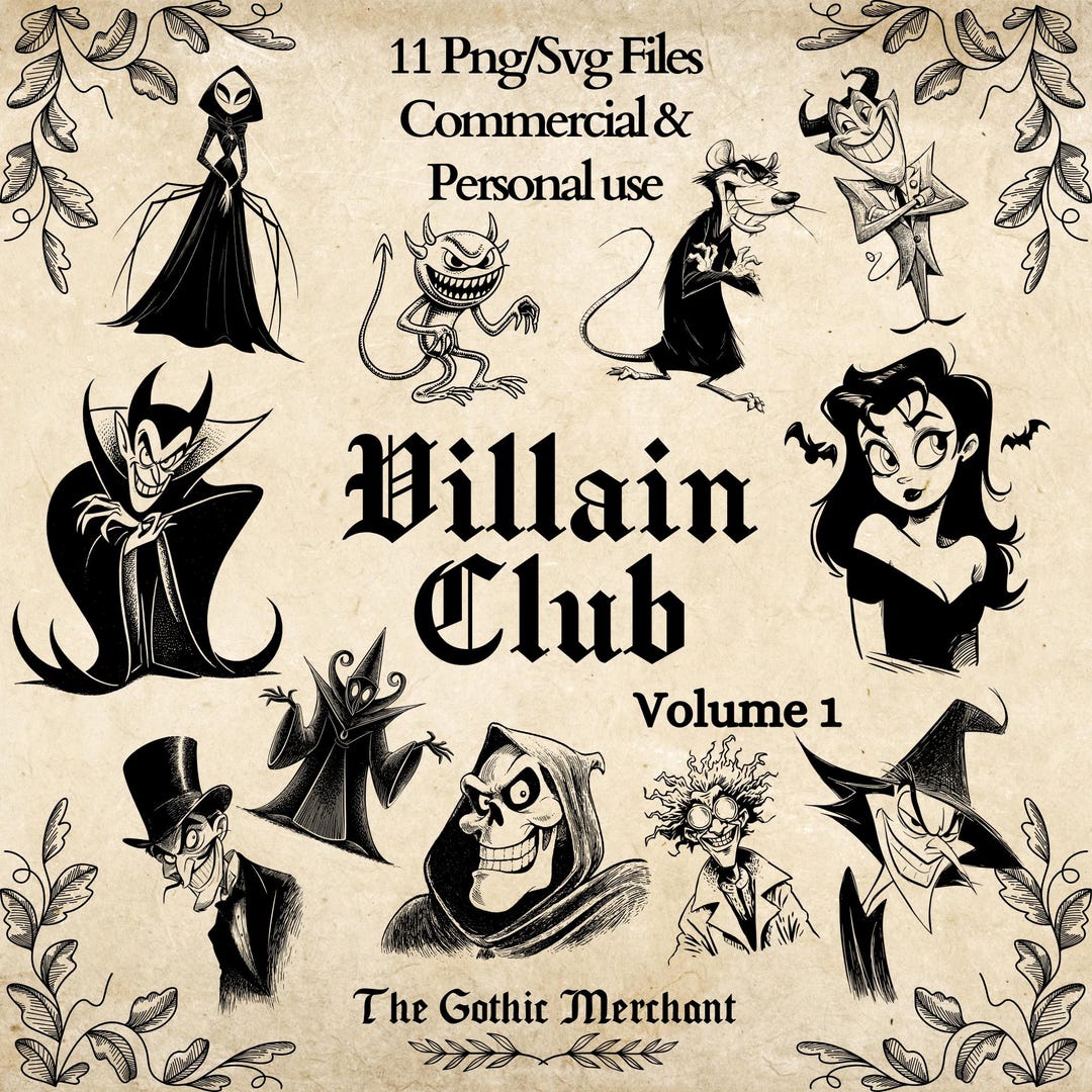 Villains Graphic Bundle, PNG & SVG Digital Art, Old School Cartoon ...