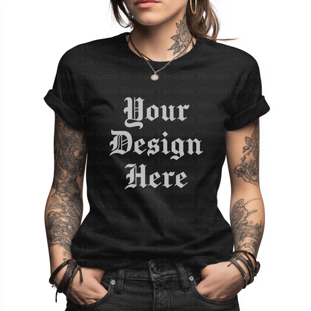 Black T-shirt Mockup: Emo Goth Alt Girl Style (PNG File, Instant ...