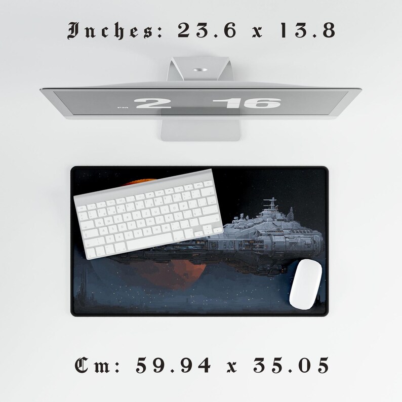 Retro Spaceship Desk Mat - Sci Fi Gaming Mousepad, Pixel Art - Etsy
