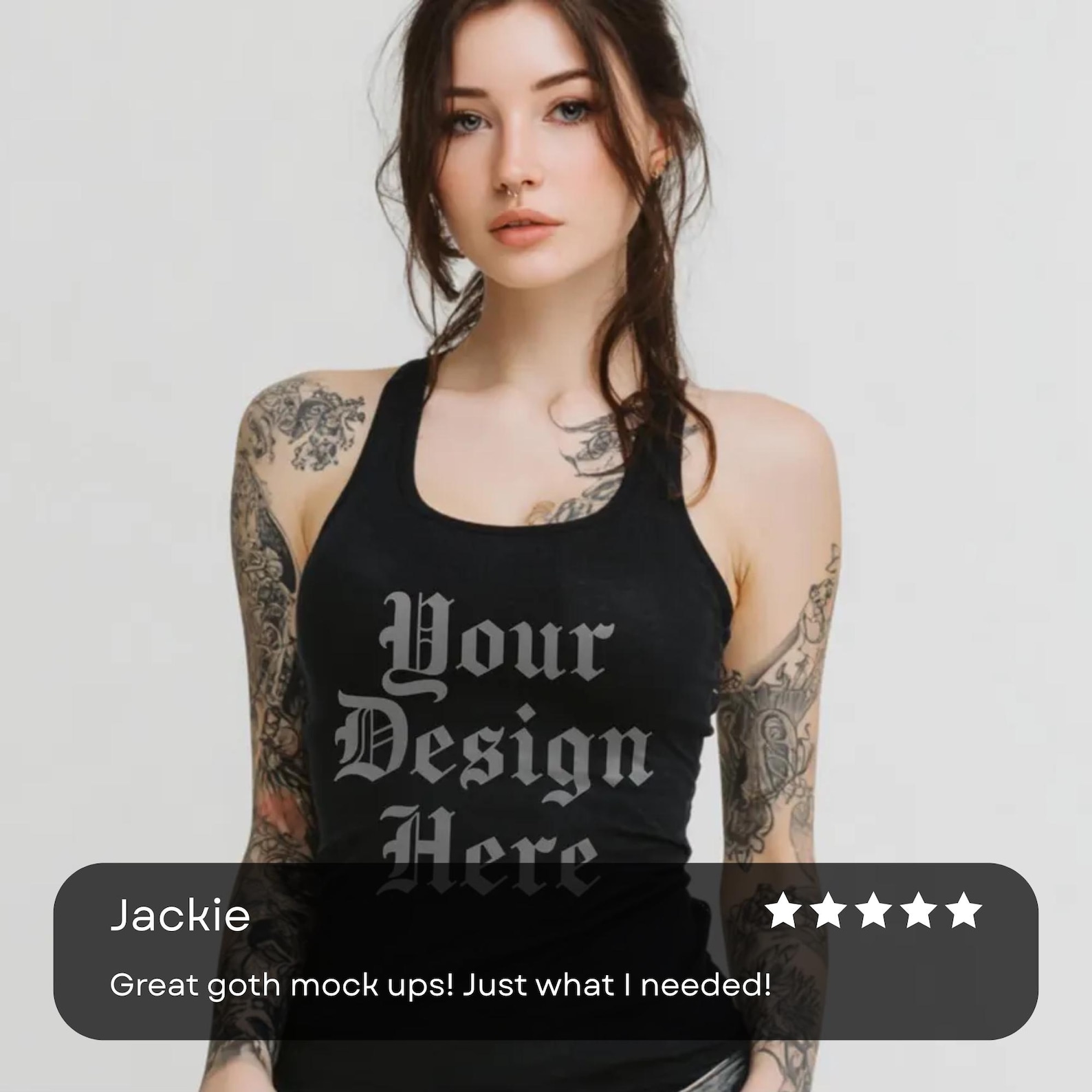 Black T-shirt Mockup: Alternative Female Model Selfie (PNG) - Etsy
