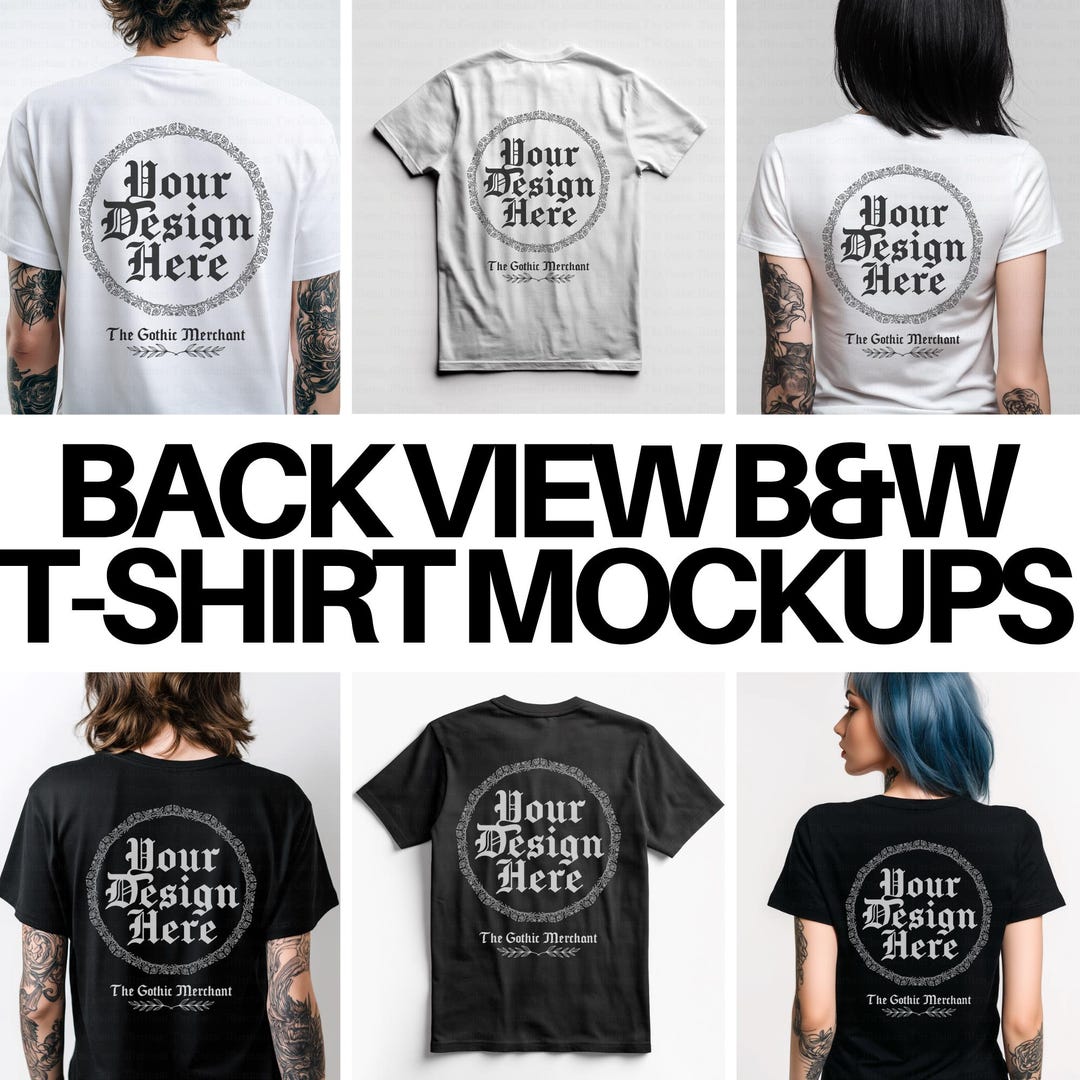 Back View T-shirt Mockups Bundle: Alternative Models (14 PNG Digital ...