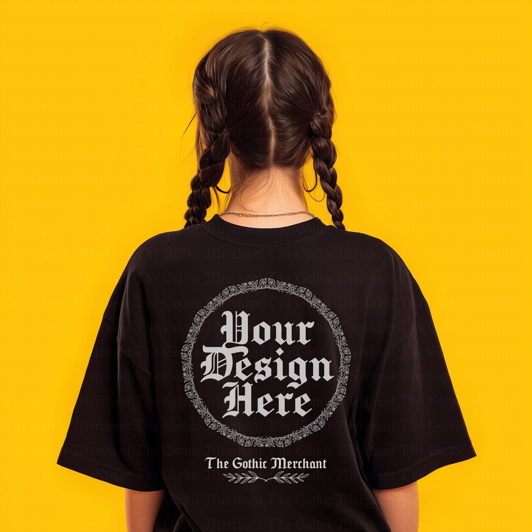 Black Oversize T-shirt Mockup: Y2K Alternative Style (PNG Digital ...