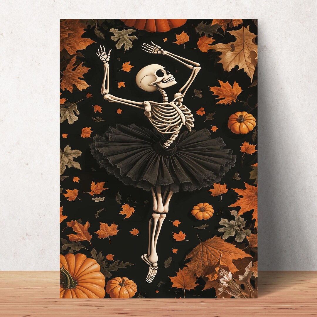 Gothic Ballet Skeleton Poster Spooky Halloween Wall Art, Dark Aesthetic ...