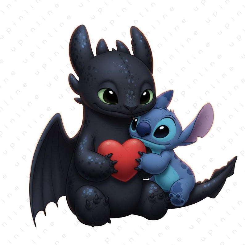 Toothless & Stitch PNG | Cute Cartoon Duo Art | Sweet Love Illustration ...
