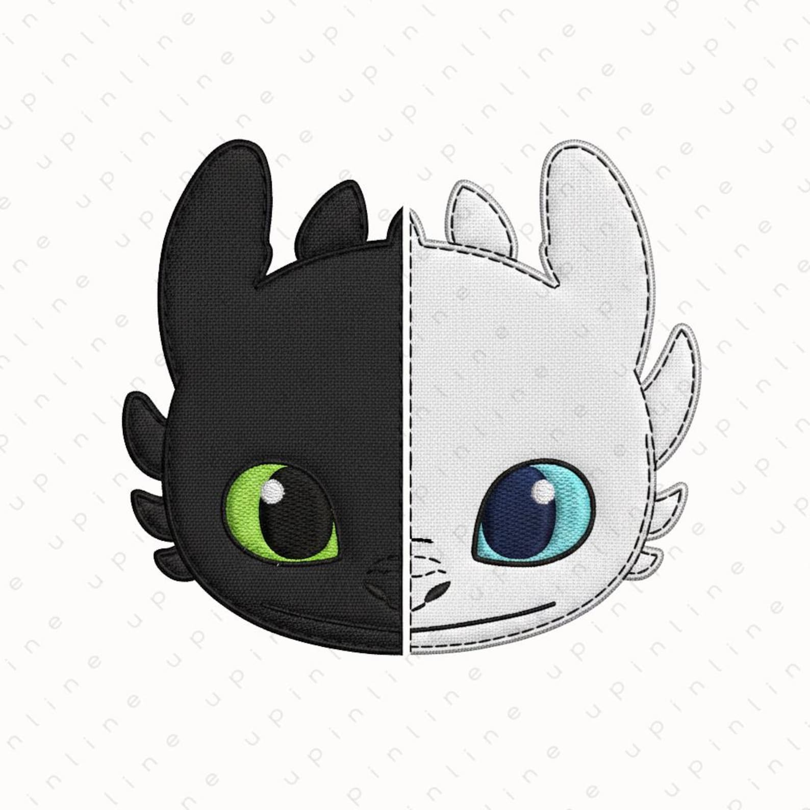 Toothless & Light Fury Split Face PNG | Cute Dragon Couple Digital ...