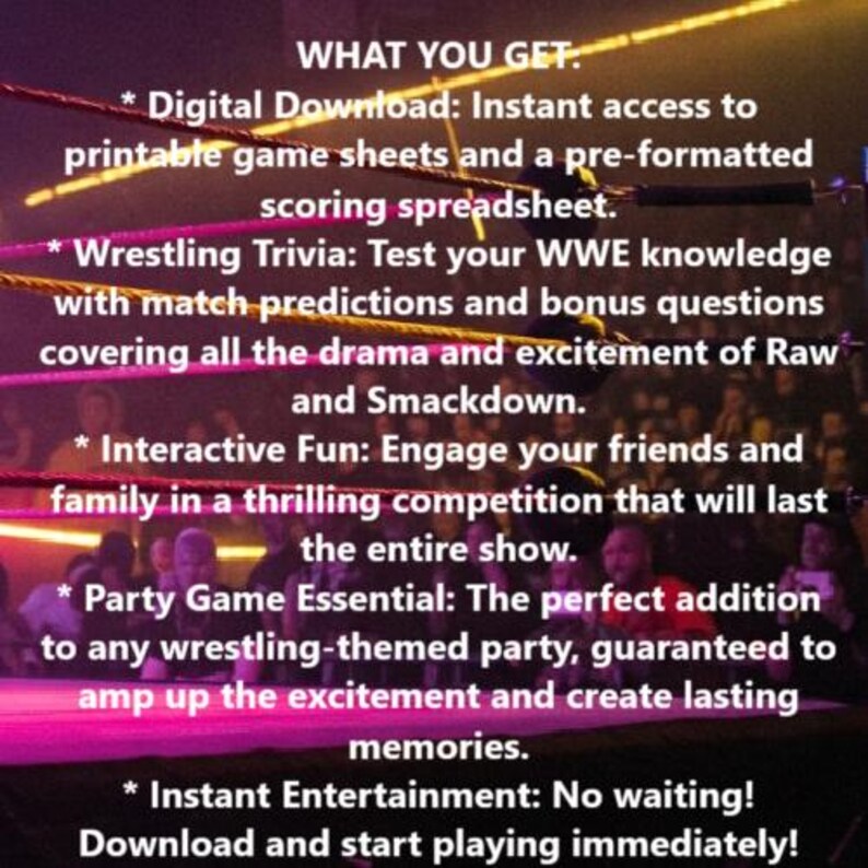 WWE Raw Wrestling Game | Printable | Family Fun Pool | Watch Party ...