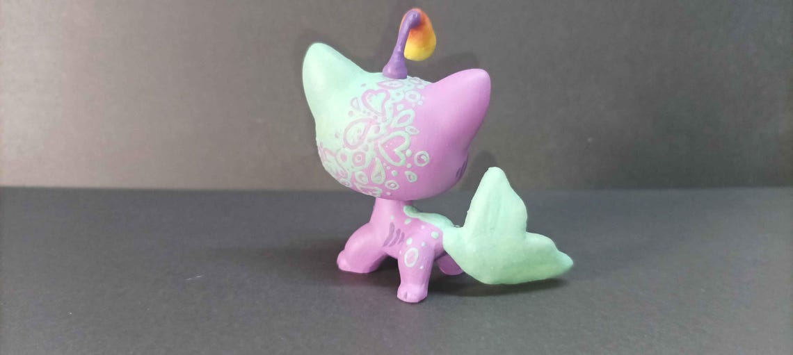 Marine LPS Littlest Pet Shop Shorthair Cat Custom Fluorescent Mermaid ...