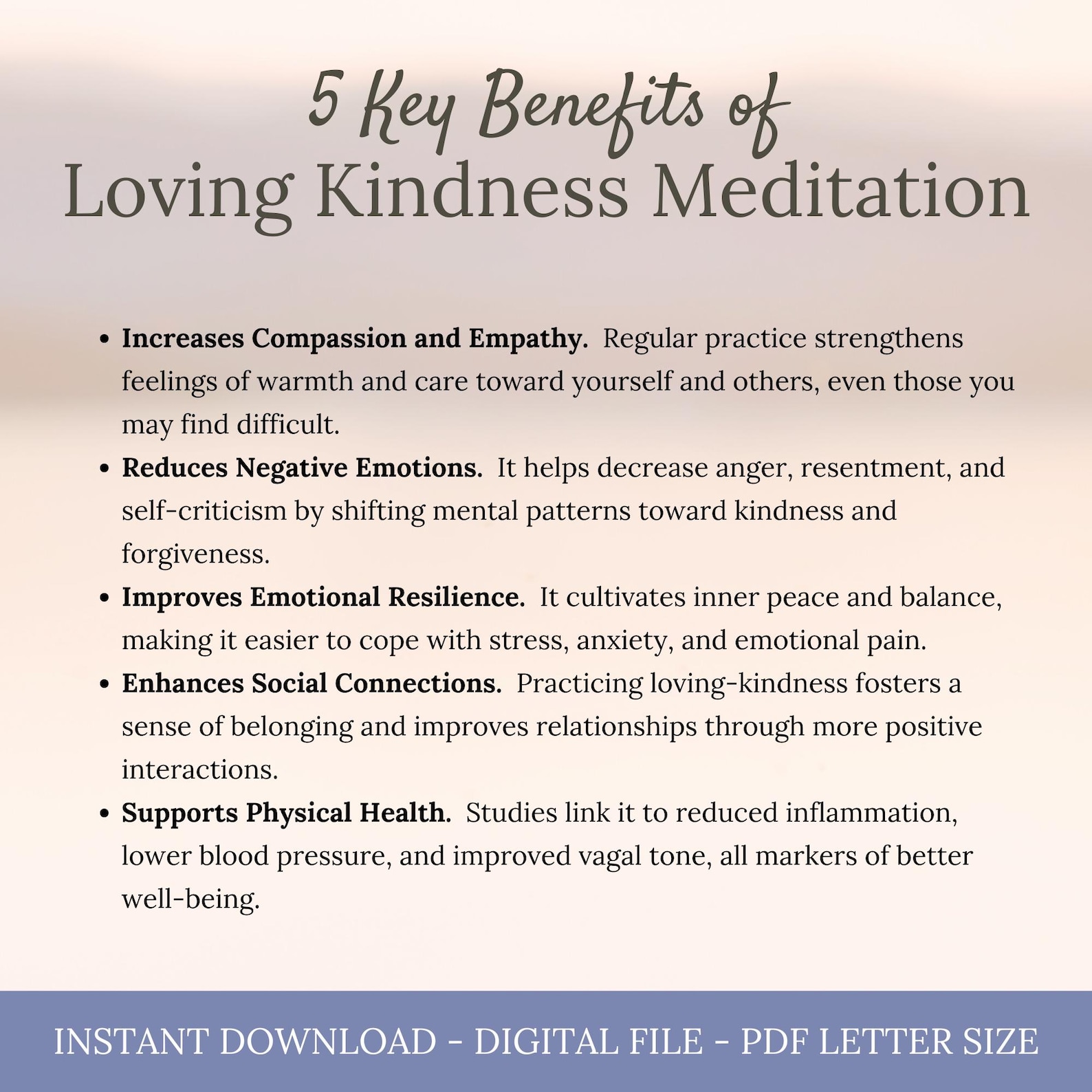 30 Minute Loving Kindness Meditation Script - Digital Download - Guided ...