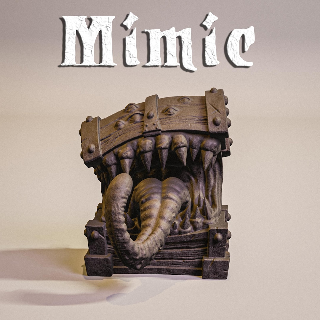 Scary Mimic & Chest Miniature | 28mm/32mm Scale | Dnd, Pathfinder ...