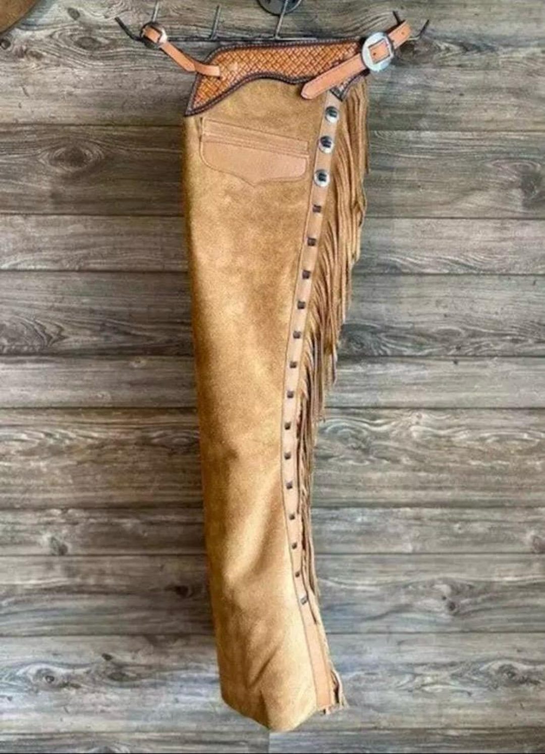 Handmade Women's 100 % Real Leather Western Cowgirl Style Suede Chap ...