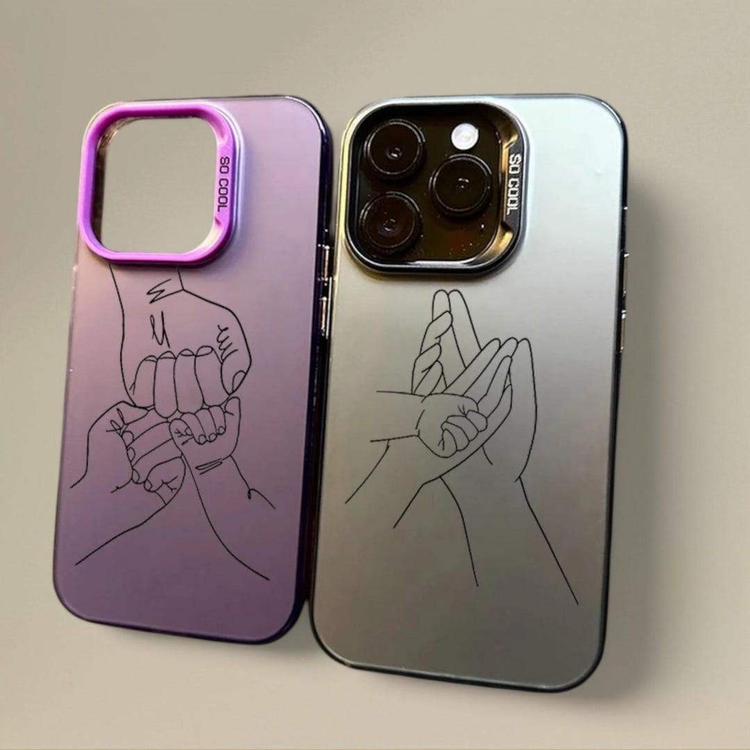 Warm Family Holding Hands Couple Back Cover Case for iPhone 16, 15, 14 ...