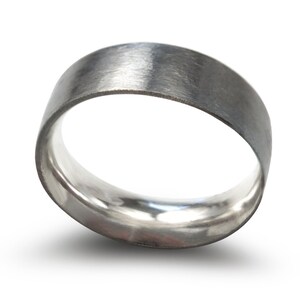 Mens Plain Wedding Ring Sterling Silver Flat Court 6 Mm Black Silver ...
