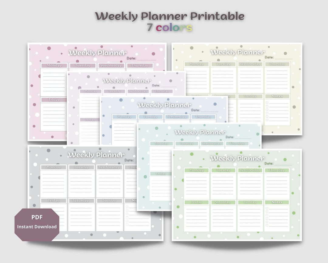 Minimalist Weekly Schedule, Weekly Organiser, Weekly to Do List ...
